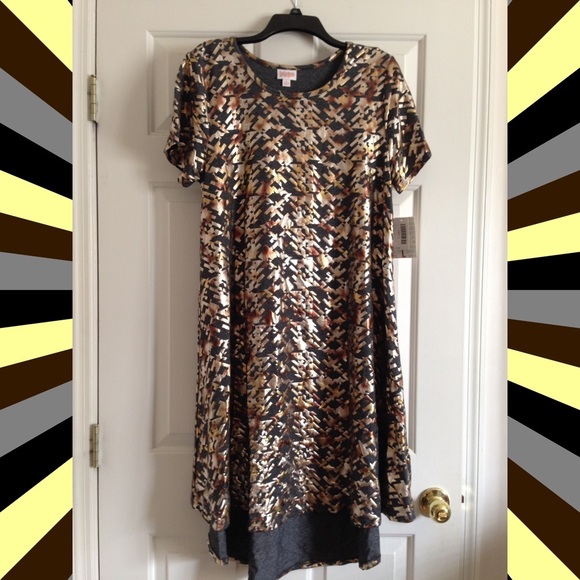 LuLaRoe | Dresses | Nwt Llr Elegant Carly Grey Base W Aztec Foil Pat ...